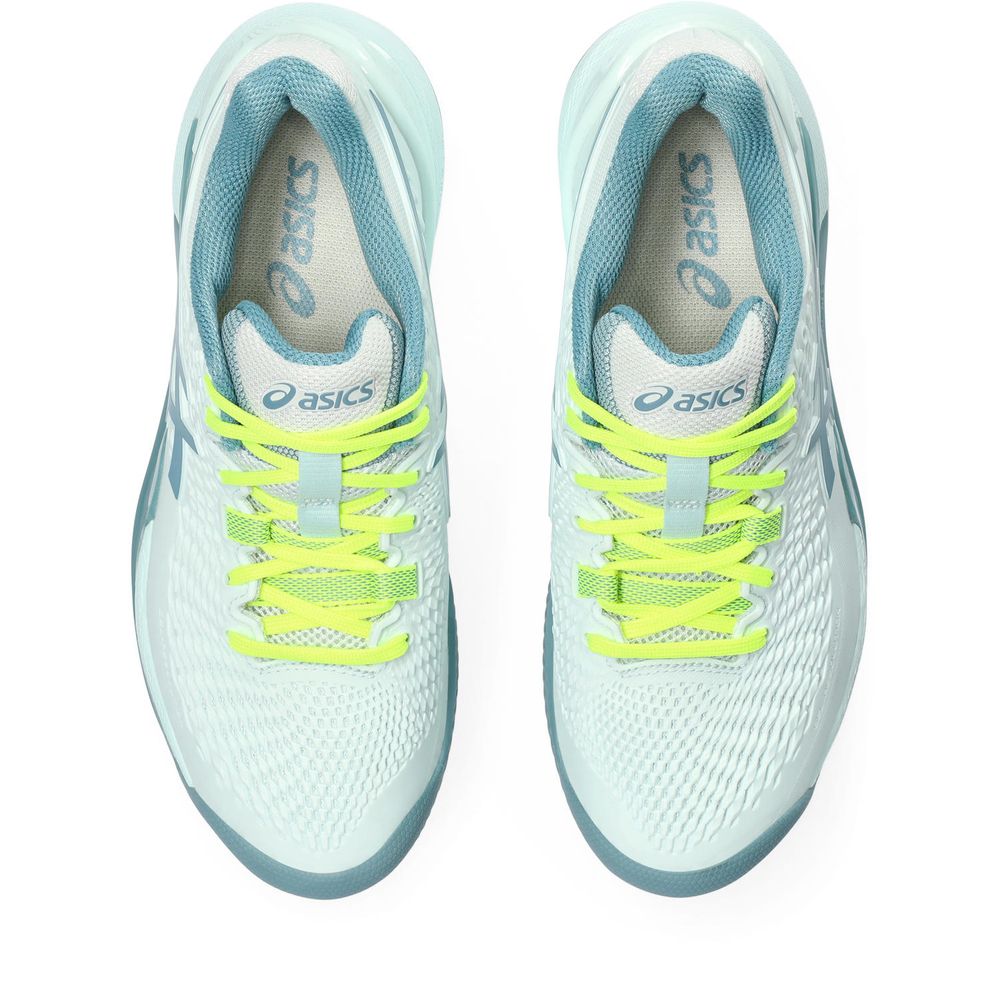 Tenis Asics Gel Resolution 9 Clay Femenino Celeste New Asics